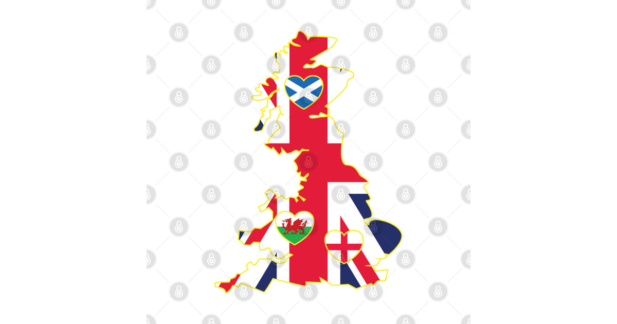 Flags Map Of Great Britain - Great Britain - T-Shirt | TeePublic