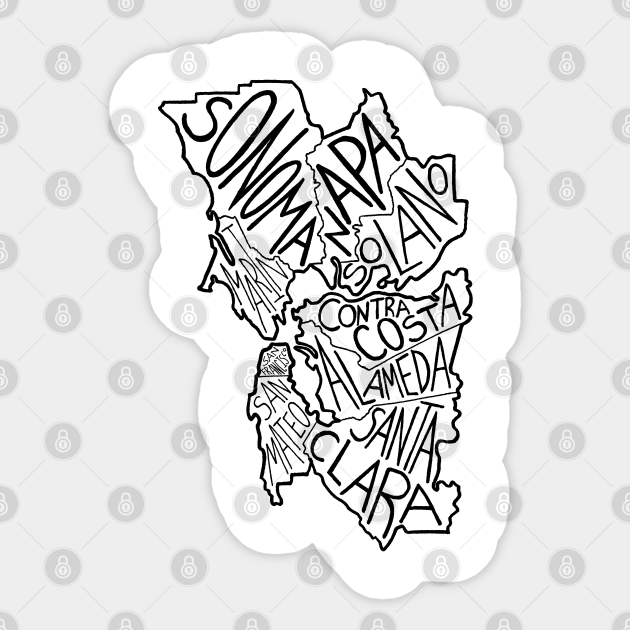 Bay Area Map - Map - Sticker | TeePublic