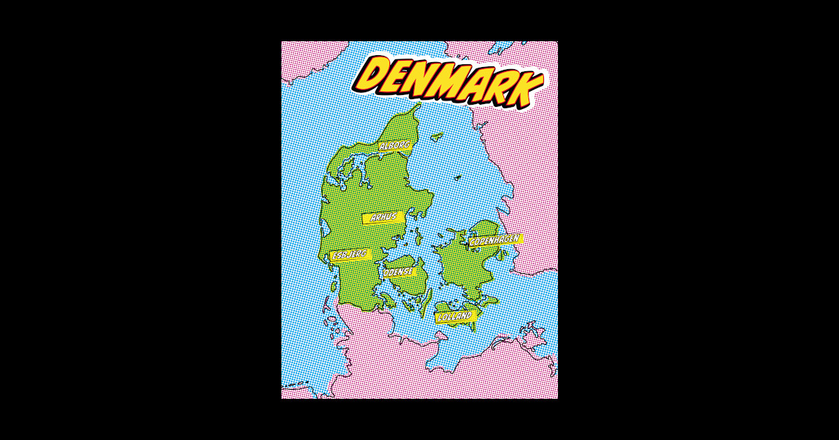 Denmark Pop art map - Denmark Pop Art Map - Sticker | TeePublic