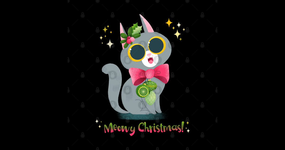 Meowy Christmas - Cat Christmas - Sticker | TeePublic