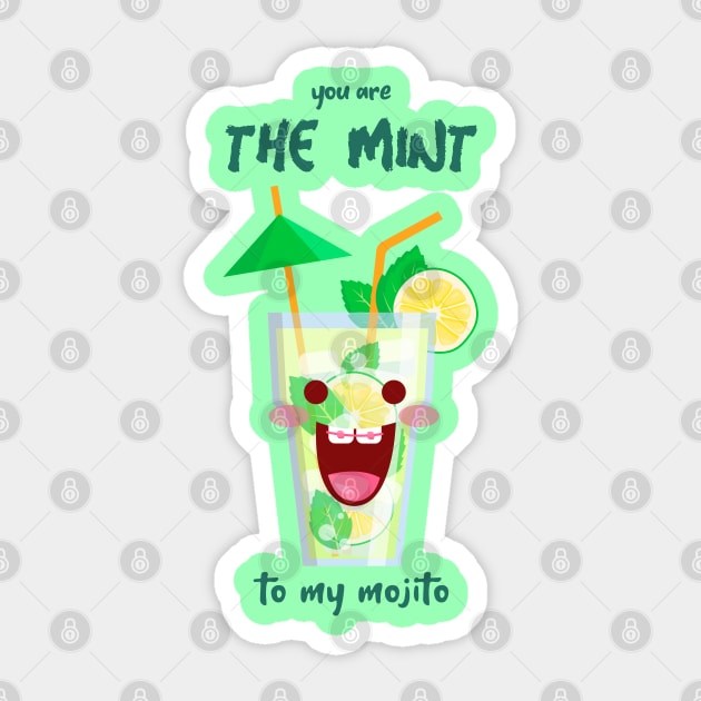 Happy and funny mojito cartoon - Mojito Lover - Sticker | TeePublic