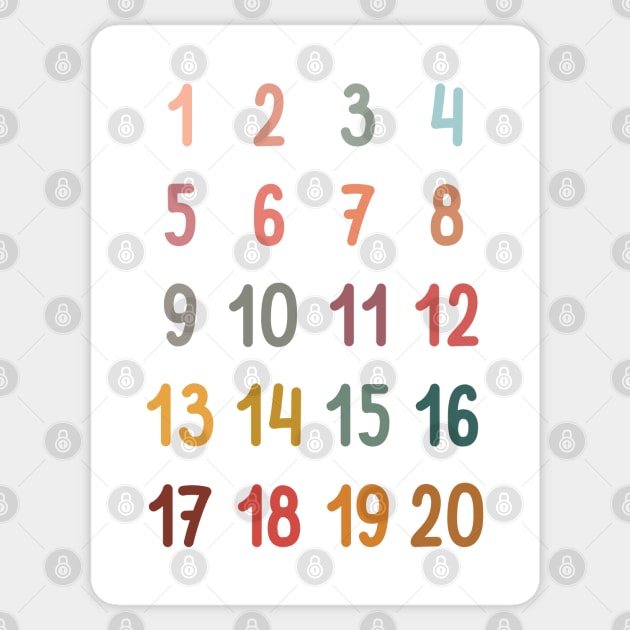 Numbers in Soft Boho Rainbow Colors for Kids - Numbers - Sticker ...