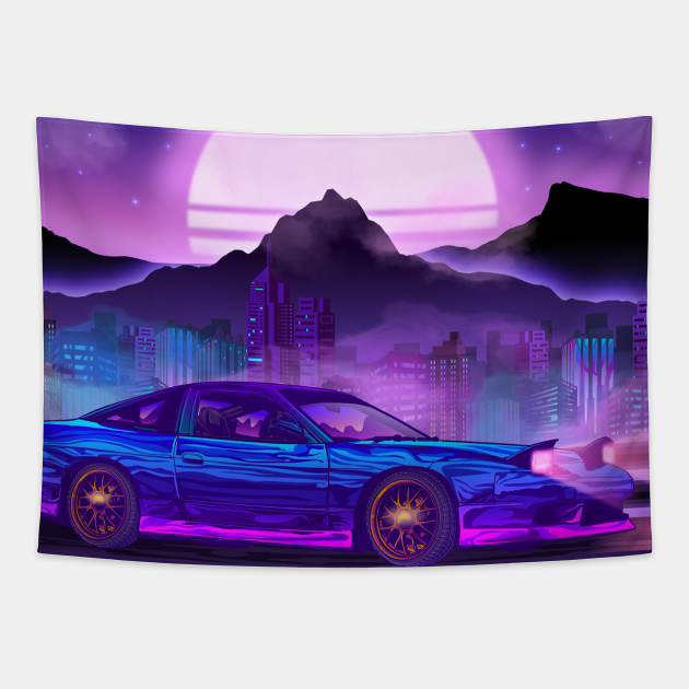 JDM Mazda RX7 Synthwave - Jdm Mazda Rx7 Synthwave - Tapestry | TeePublic