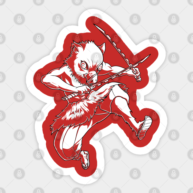 Demon Slayer Inosuke Hashibira Action Custom Color - Inosuke - Sticker ...