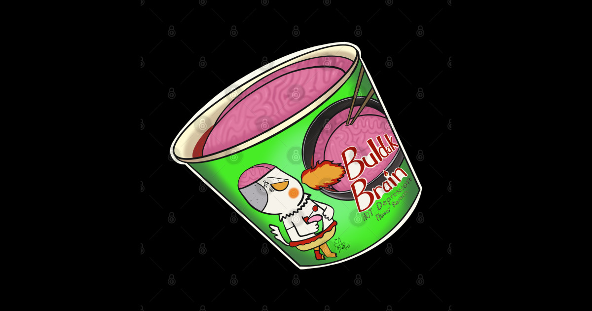 Buldak Brain Ramen, Hot Depression Flavor - Meme - Sticker | TeePublic