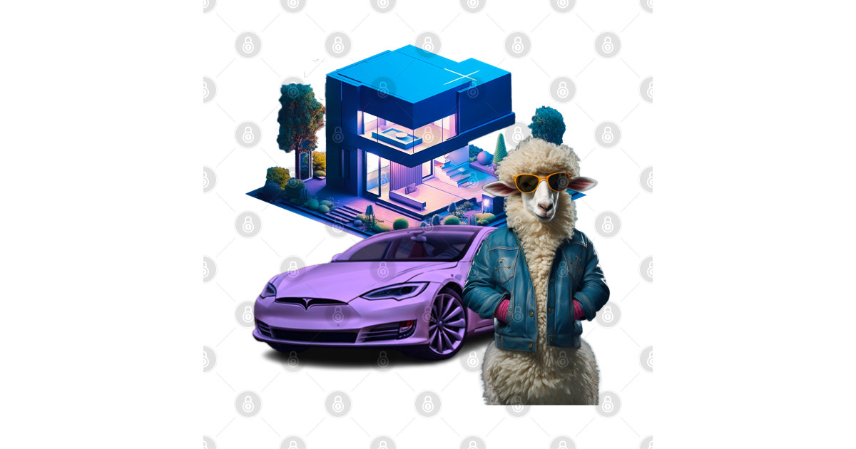 Tour a Tesla Car, Modern House, and Sheep! - Tesla Car - T-Shirt ...