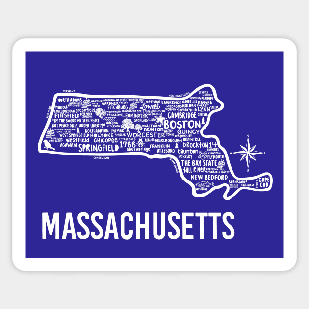 Massachusetts Map - Massachusetts - Sticker | TeePublic