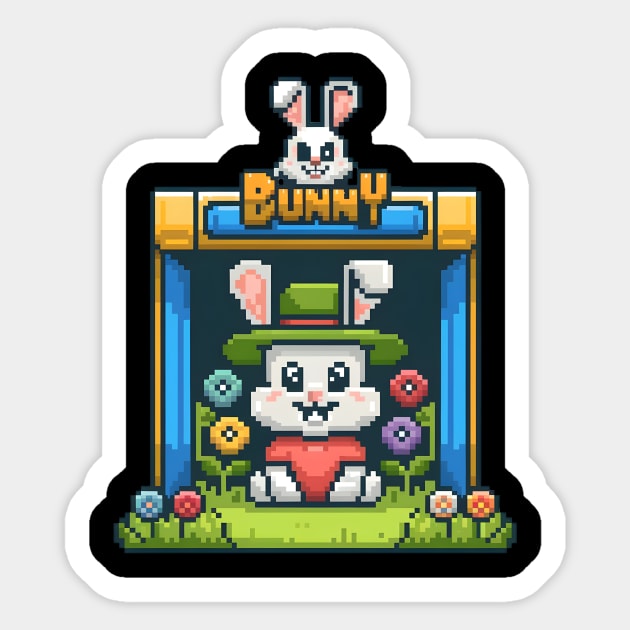 8Bit Bunny Arcade Game - Bunny - Sticker | TeePublic