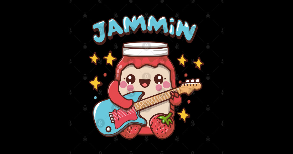 kawaii cute Strawberry jammin - Strawberry Lover - Sticker | TeePublic