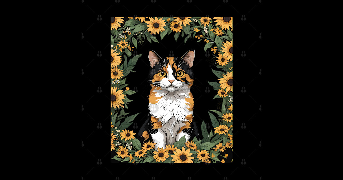 Maryland Calico Cat And Black Eyed Susan Flowers 4 - Calico Cat ...