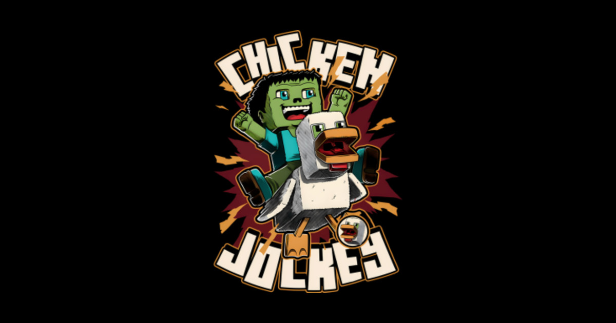 chicken jockey bedrock - Chicken Jockey Bedrock - Sticker | TeePublic