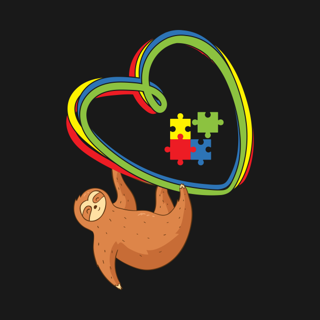 Autism Sloth Awareness Heart Sloth Lover - Gift Idea - Hoodie | TeePublic