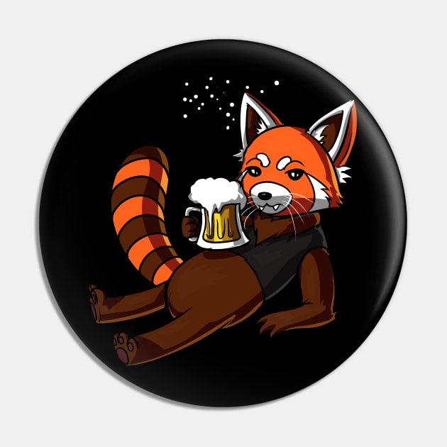 Funny Red Panda Bear Beer Drinking Party - Red Panda Beer - Pin | TeePublic