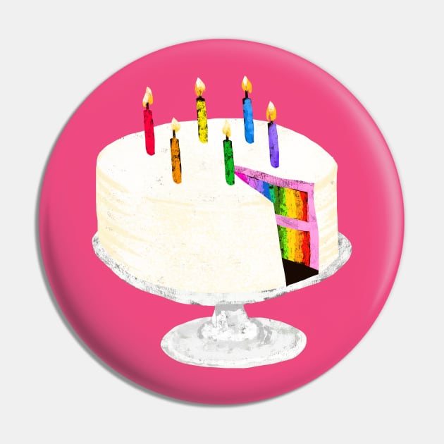 Rainbow Birthday Cake - Rainbow Cake - Pin | TeePublic