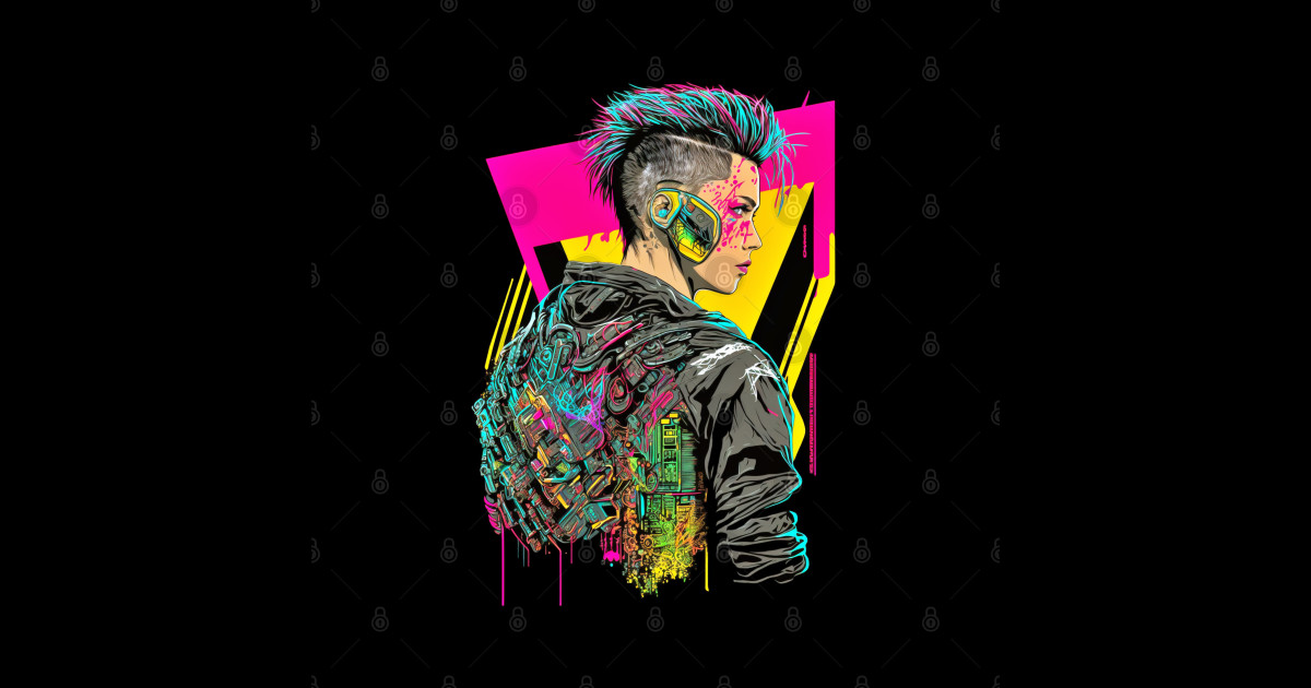 Neon Cyberpunk Hacker - V1.06 - Steampunk - Sticker | TeePublic