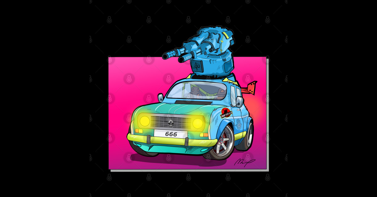 2D vintage car - R4 Vintage Cars 80s Cars - Sticker | TeePublic