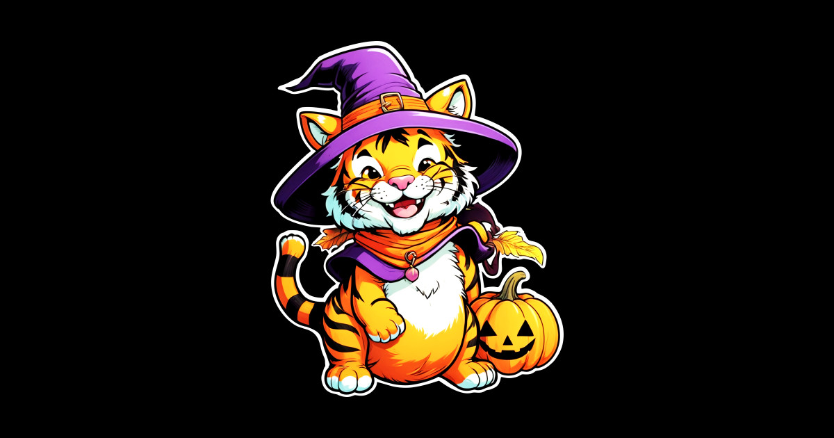 cute little tiger witch - Cute Tiger Witch - Sticker | TeePublic