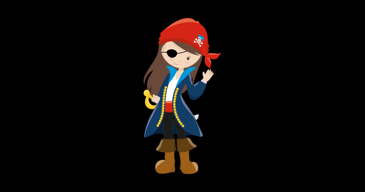Pirate Girl, Little Girl, Brown Hair, Eye Patch - Pirate Girl - Sticker ...