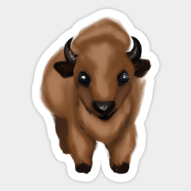 Cute Bison Drawing - Bison - Sticker | TeePublic