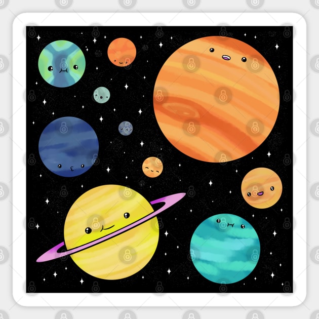 Cute solar system planets - Solar System And Planets - Sticker | TeePublic