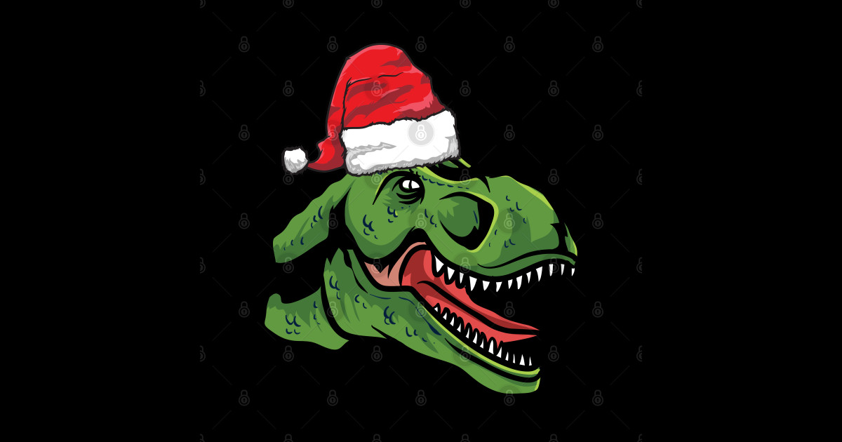 Santa Hat-Wearing T-Rex Funny Christmas Holiday - Christmas T Rex - Pin ...