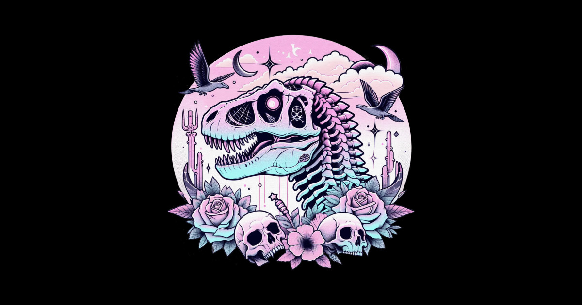 T Rex Skull Pastel Goth Aesthetic Creepy Cute Halloween - Pastel Goth ...