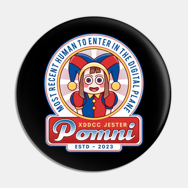 Pomni The Jester Emblem - The Amazing Digital Circus - Pin | TeePublic
