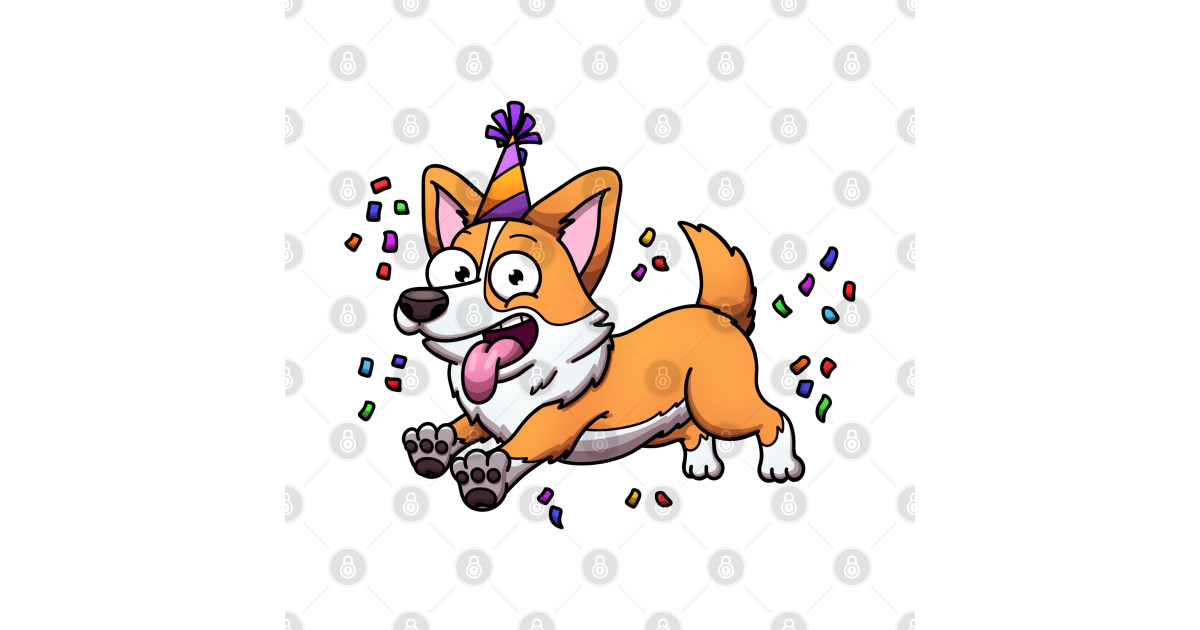 Cute Jumping Corgi Dog Celebrating Birthday - Cute Birthday Corgi - T ...