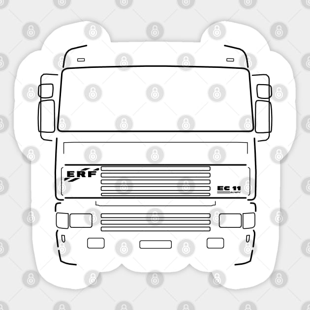 Classic 1990s ERF EC11 lorry black outline graphic - Erf - Sticker ...