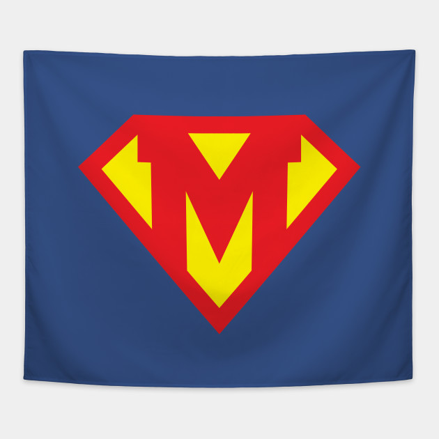 Letter M Superhero Symbol - Superhero - Tapestry | TeePublic