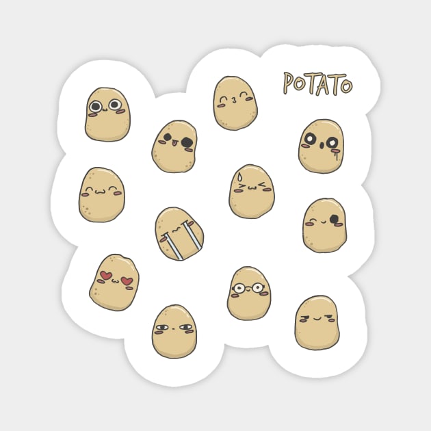 Cute Potato Sticker Pack - Large - Potatoes - Magnet | TeePublic