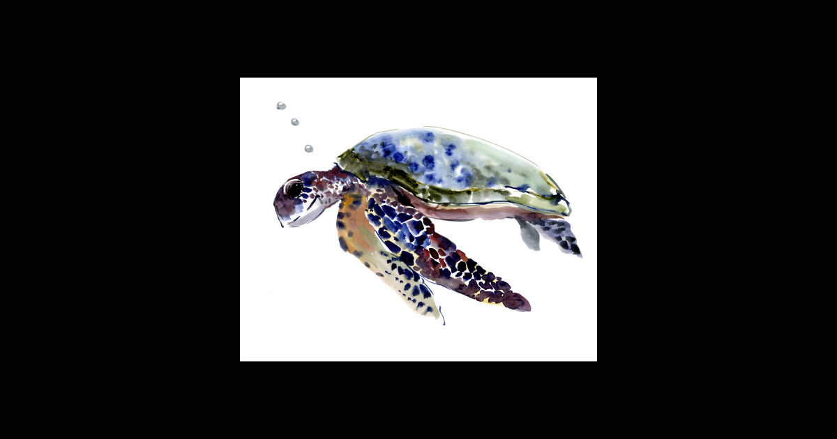 Sea Turtle Swimming - Turtle Art - Sticker | TeePublic