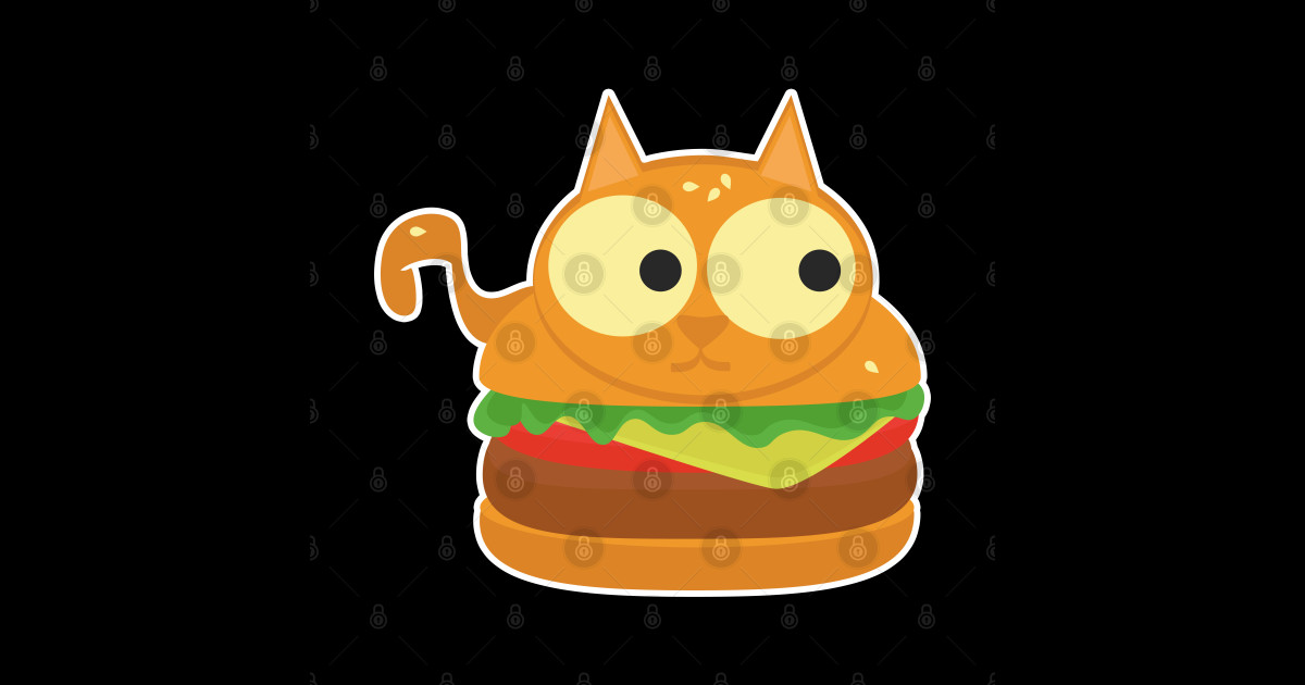 Cat Burger - Cat - Sticker | TeePublic