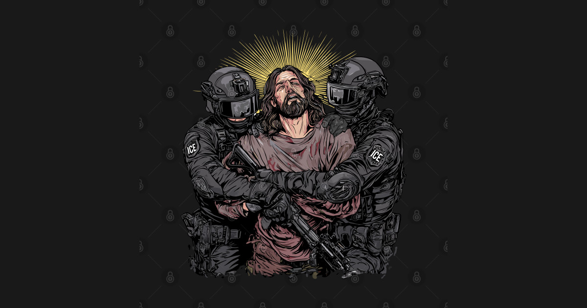- Jesus Arrested By ICE Officers - Abolish Ice - Hoodie | TeePublic