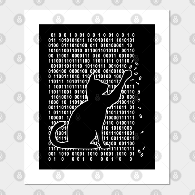 Cat is playing with the Binary Code - Cat - Posters and Art Prints ...