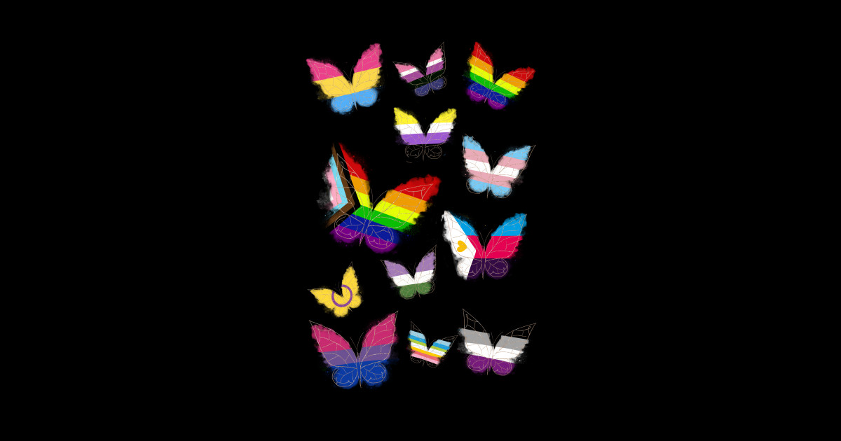 Pride Flag Butterflies - Pride Flag - Sticker | TeePublic