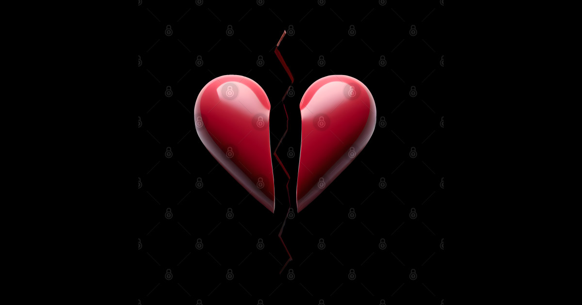 Broken Red Heart: Symbol of Resilience Print - Broken Heart - Sticker ...