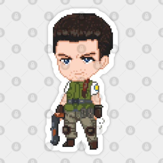 Chris Redfield Resident Evil Pixel Art - Resident Evil - Sticker ...