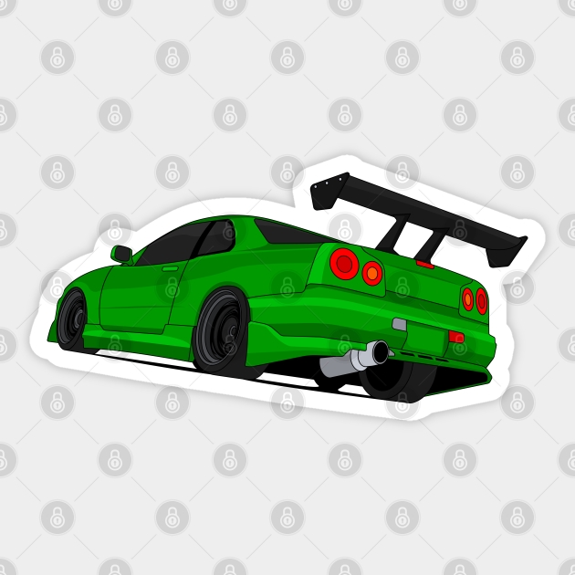SKYLINE GTR R34 GREEN - Nissan Skyline Gtr R34 - Sticker | TeePublic
