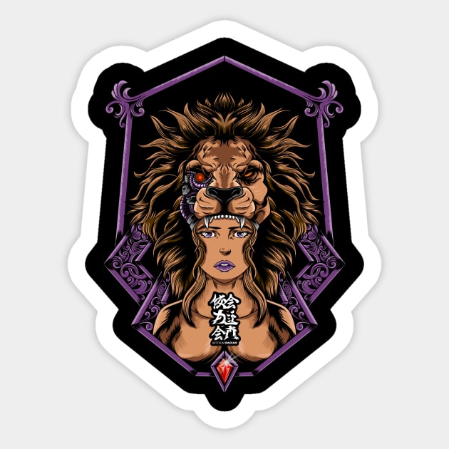 Art From Radian - Female On Lion - Sticker | TeePublic