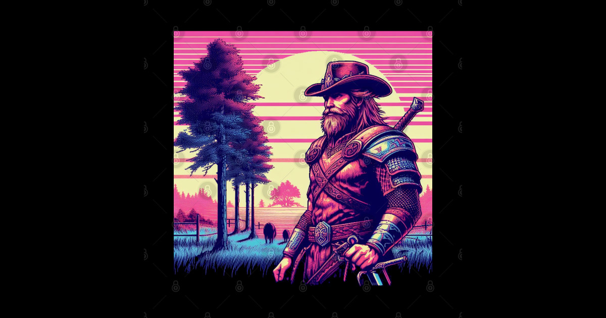Viking Cowboy V1 - 8-bit - Cowboy - Sticker | TeePublic