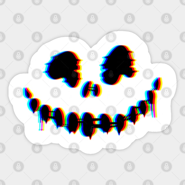 Creepy Glitch Skull - Horror - Sticker | TeePublic