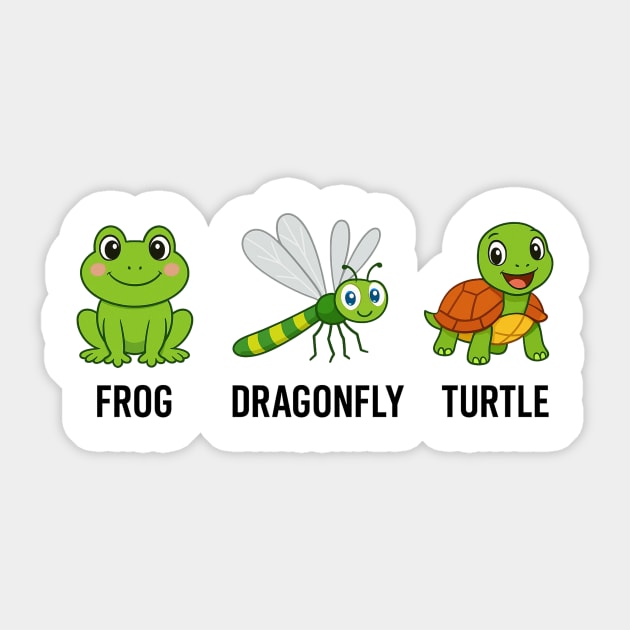 Frog-Dragonfly-Turtle-FDT - Frog Dragonfly Turtle - Sticker | TeePublic