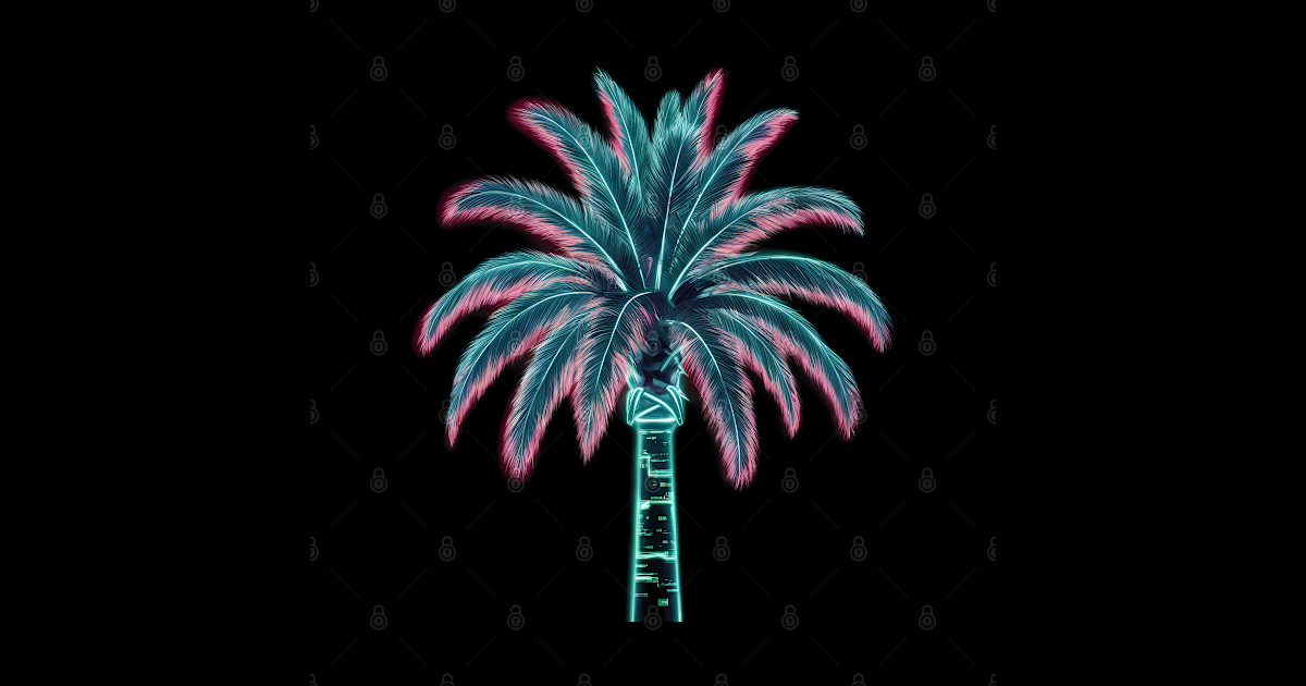 Synthwave palm tree - Synthwave Palm Tree - Sticker | TeePublic