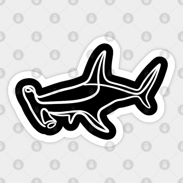 Hammerhead Shark Line Drawing - Hammerhead Shark - Sticker | TeePublic