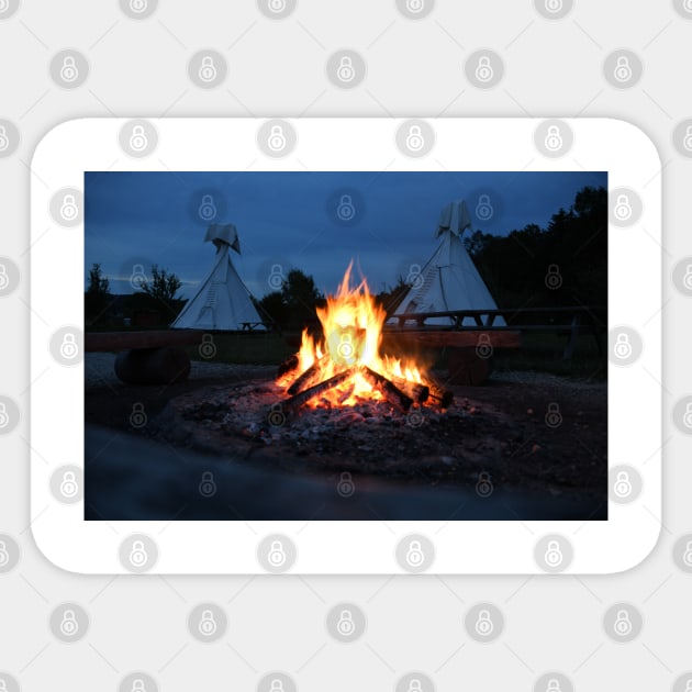 Indian Tipi Fire / Swiss Artwork Photography - Campfire - Sticker ...