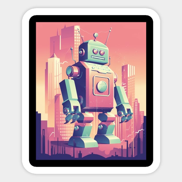 Retro-Futuristic Robots - Robots - Sticker | TeePublic