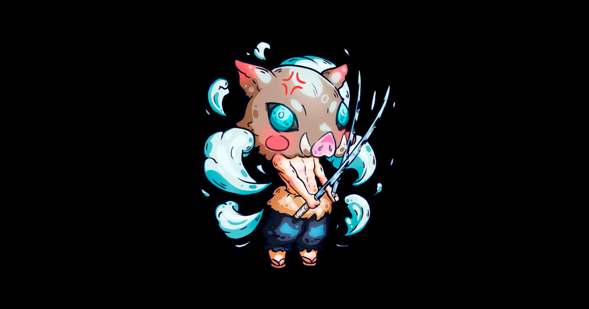 Inosuke Chibi Art – Wild Boar Demon Slayer Fanart - Inosuke - Sticker ...