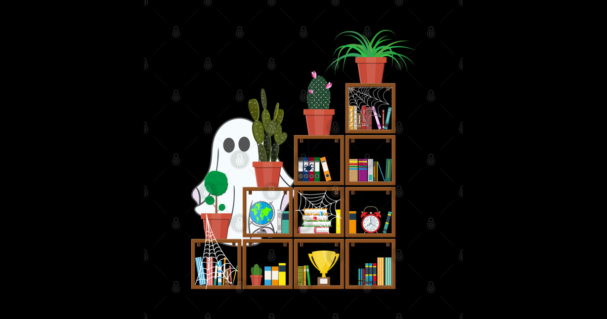 Bookshelf Ghost - Haunted House - Sticker | TeePublic