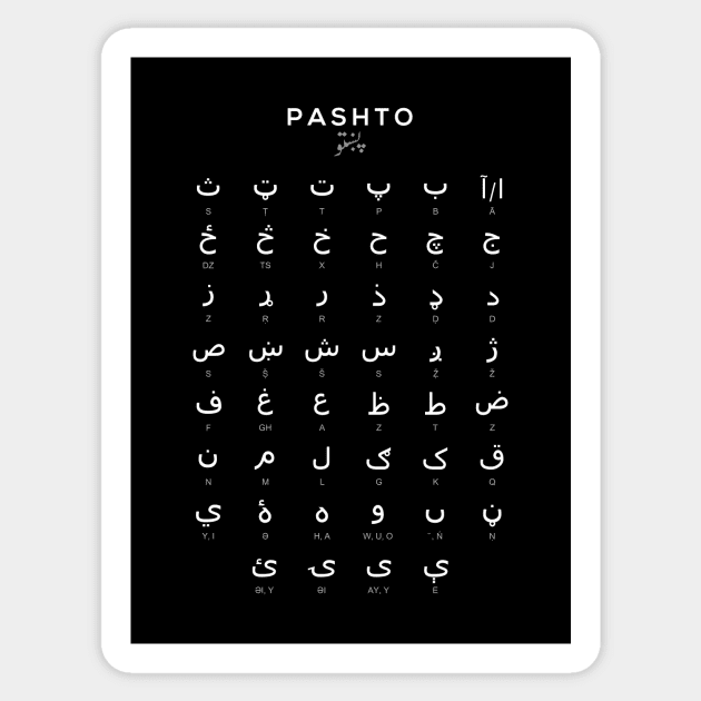 Pashto Alphabet Language Learning Chart, Black - Pashto - Sticker ...